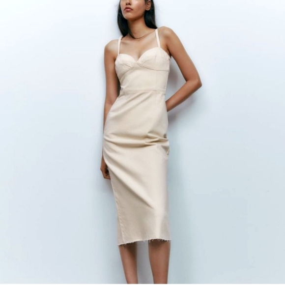 Zara | Dresses | Zara Cream Colored Denim Sundress | Poshmark